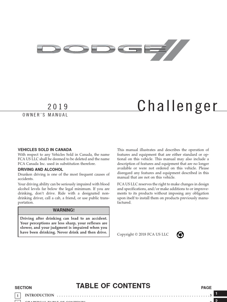 User Guide Dodge Challenger 2019 | PDF | Vehicles | Motor Vehicle