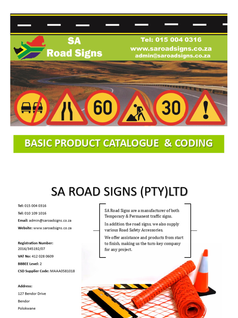 SA Road Sign Traffic Catalogue | PDF