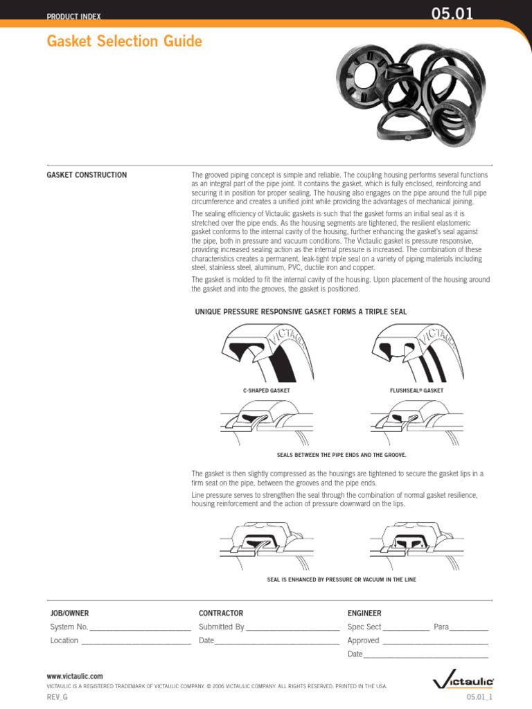 Victaulic Gasket Selection Guide | PDF | Pipe (Fluid Conveyance) | Water