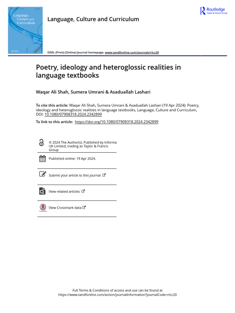 Poetry Ideology and Heteroglossic Realities in Language Textbooks | PDF | Discourse | Human ...