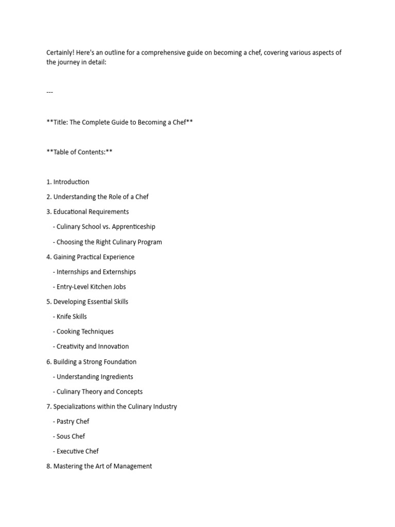 How To Become Chef | PDF | Chef | Culinary Arts