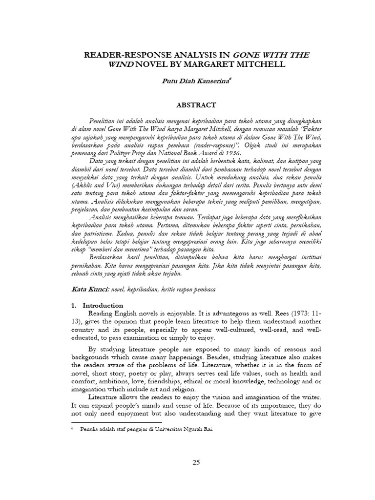 Reader Response Analysis in Gone With TH | PDF | Self Concept | Semantics