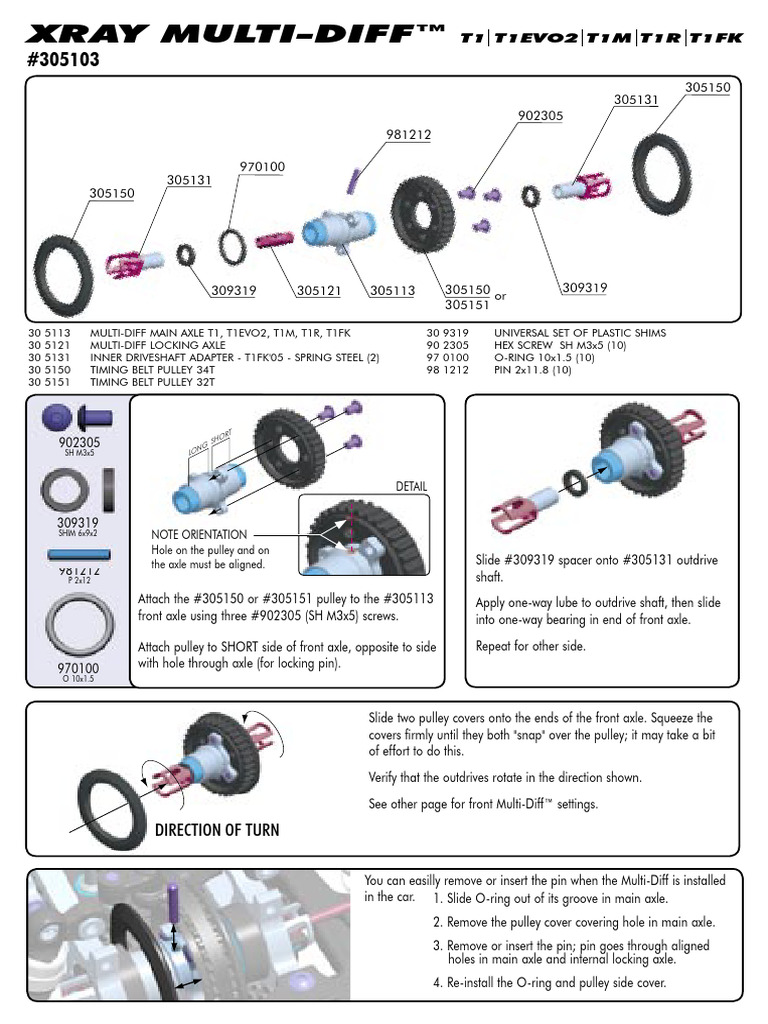 XRAY Multi-Diff Instruction Manual | PDF | Axle | Vehicle Parts