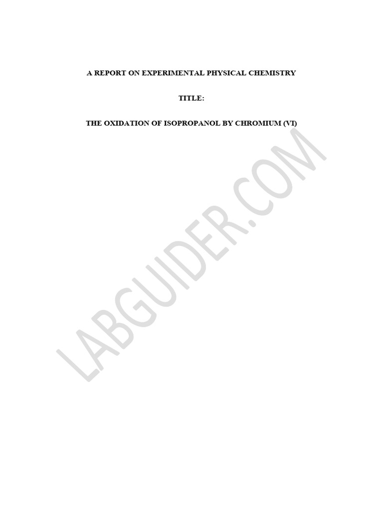 Isopropanol Oxidation Kinetics Report | PDF | Reaction Rate | Chemical ...