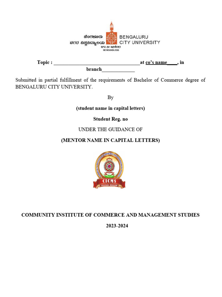 Internship Report Format | PDF