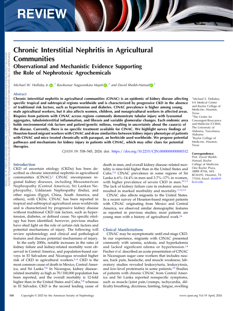 Agrochemical Impact on Kidney Health | PDF | Chronic Kidney Disease ...