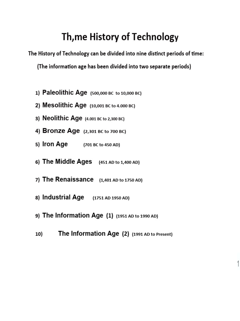 History of Technology Time Period Revised | PDF