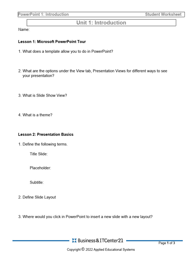 Intro Unit 1 Study Guide | PDF