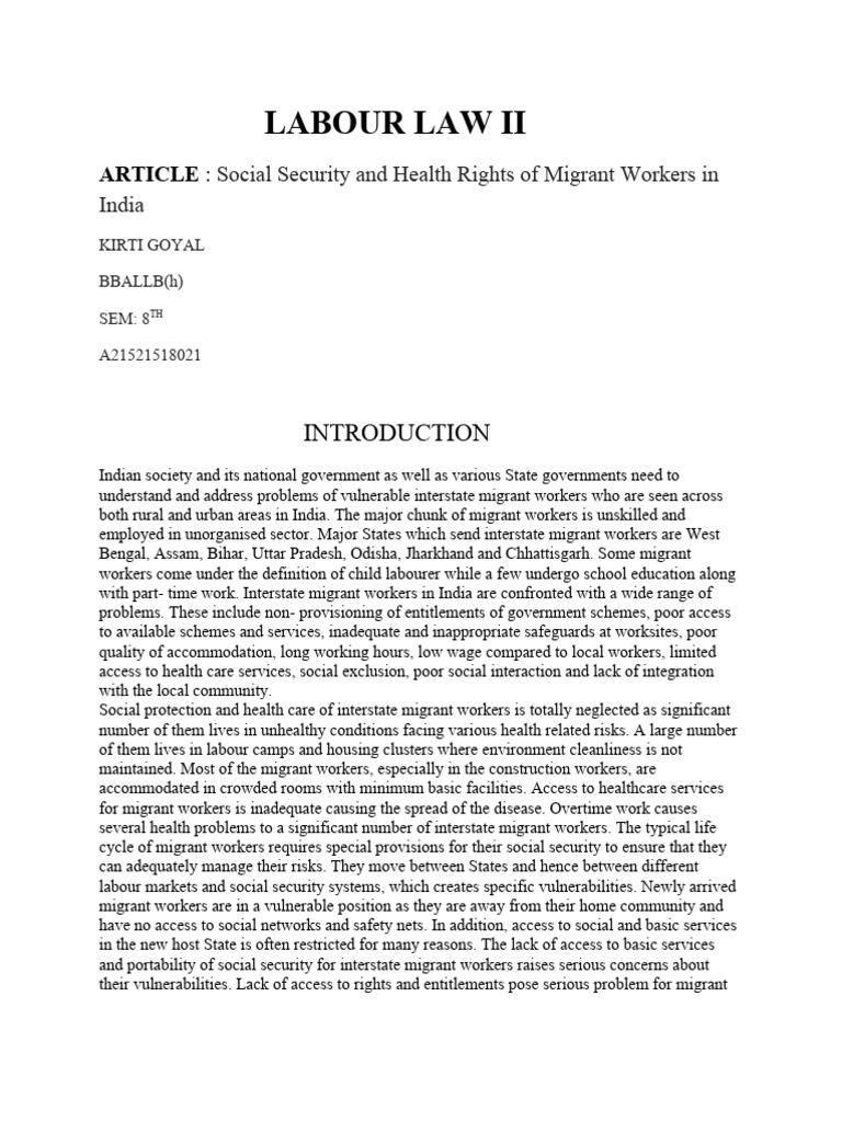 Labour Law Ii | Download Free PDF | Migrant Worker | Welfare