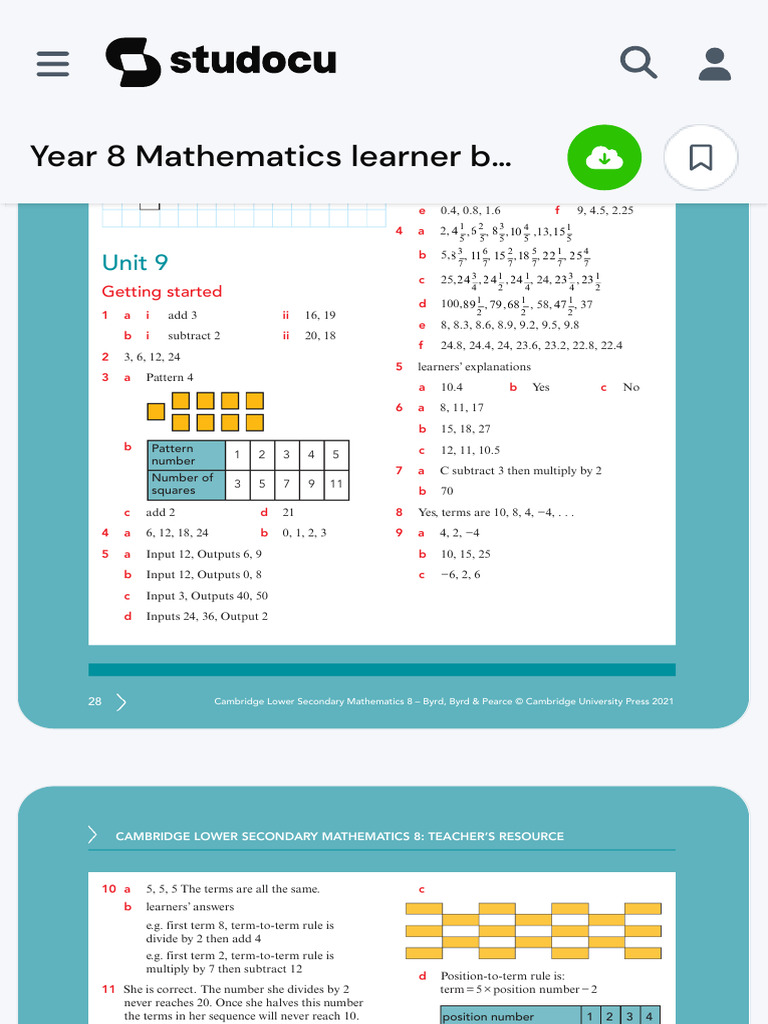 Year 8 Mathematics Learner Book Answers - Learner's Book Answers Unit 1 ...