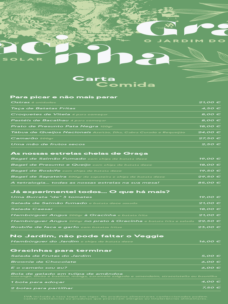 Carta Gracinha Comida | PDF | Alimentos | Culinária