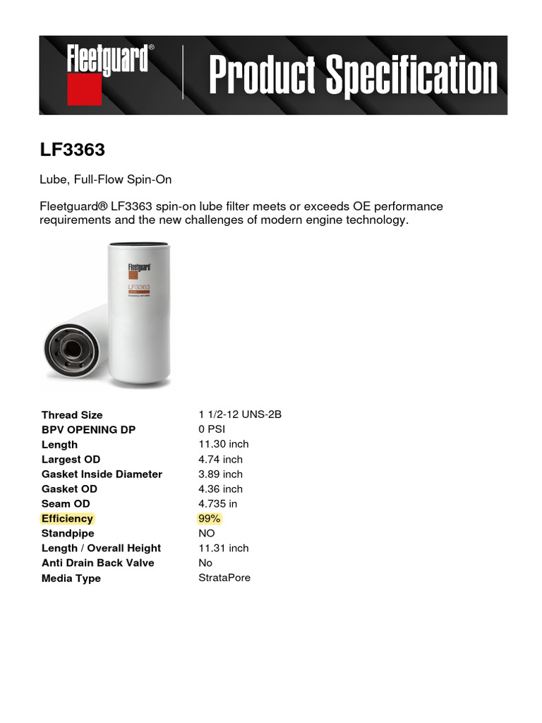 Product Specification - LF3363 | PDF