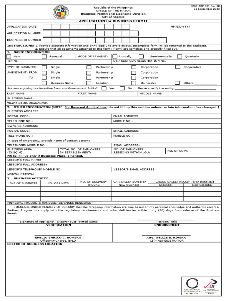 Business Permit Form | Download Free PDF | Lease | Taxes