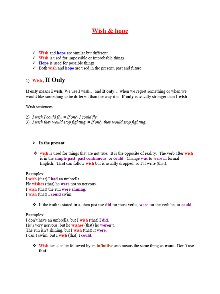 Wish | PDF | Verb | Language Mechanics