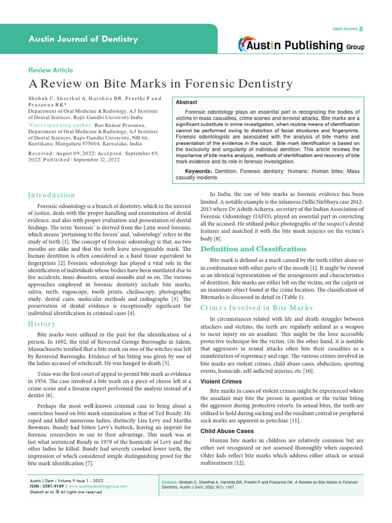 Bite Markss | PDF | Tooth | Forensic Science