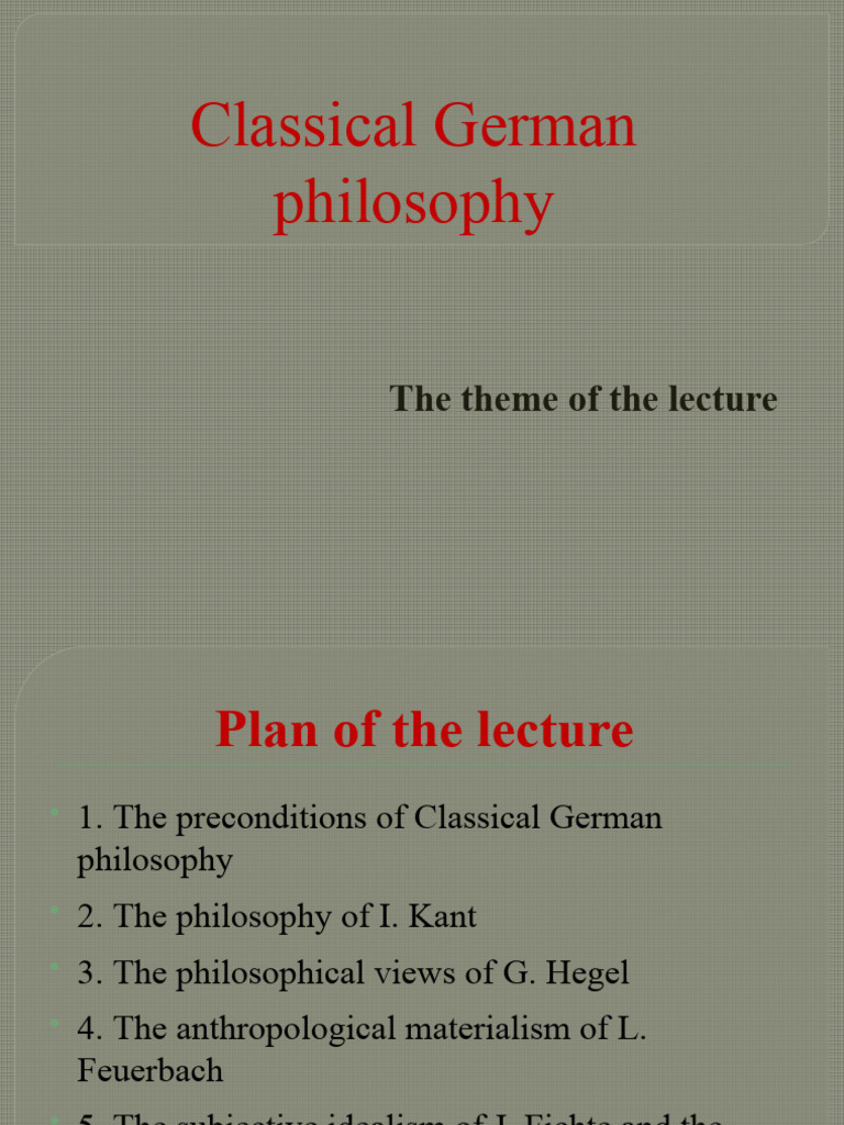Classical German Philosophy | PDF | Georg Wilhelm Friedrich Hegel | Immanuel Kant