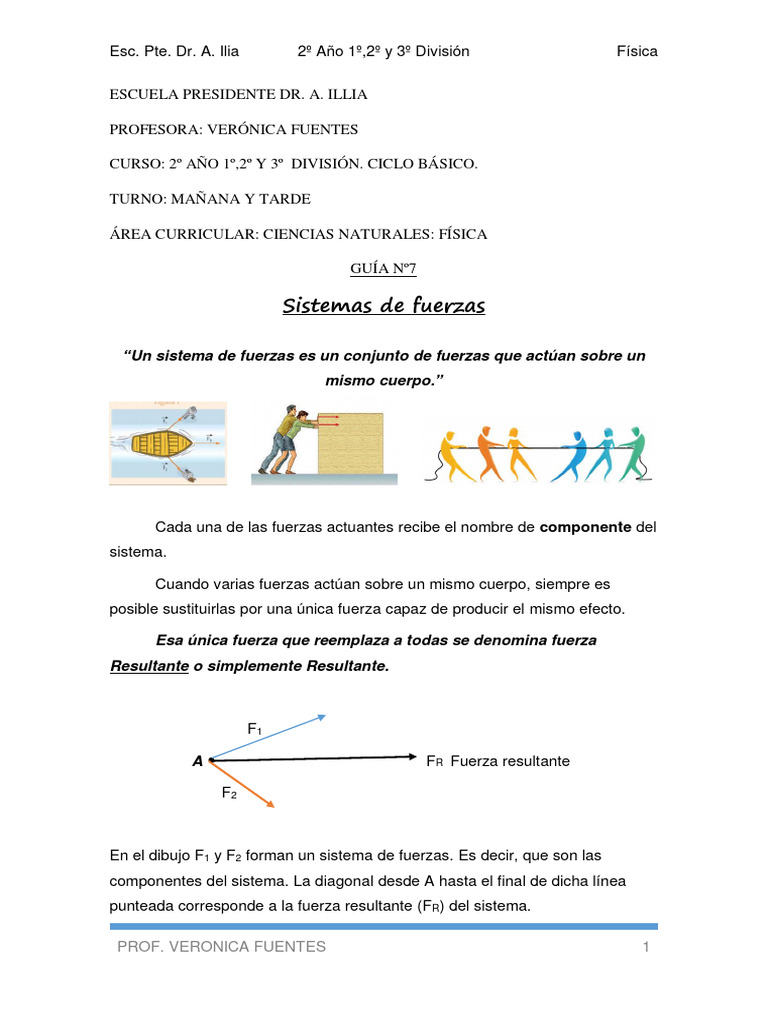 EscArturoIllia Segundoaño FISICA Orientado Guia7 | PDF | Fuerza | Vector Euclidiano