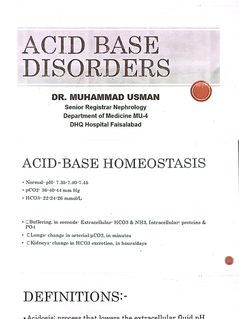 Acid Base Disorders Medicine | PDF