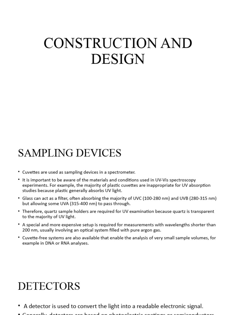 CONSTRUCTION AND DESIGN of Uv Spec | PDF | Ultraviolet–Visible ...