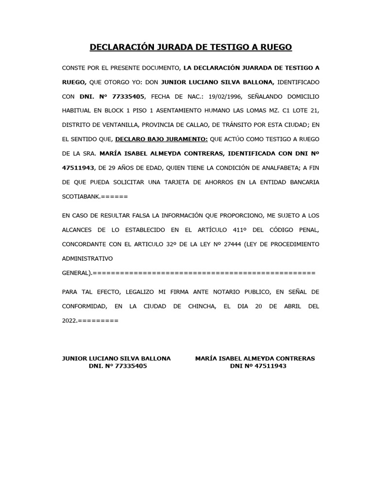 Testigo A Ruego | PDF