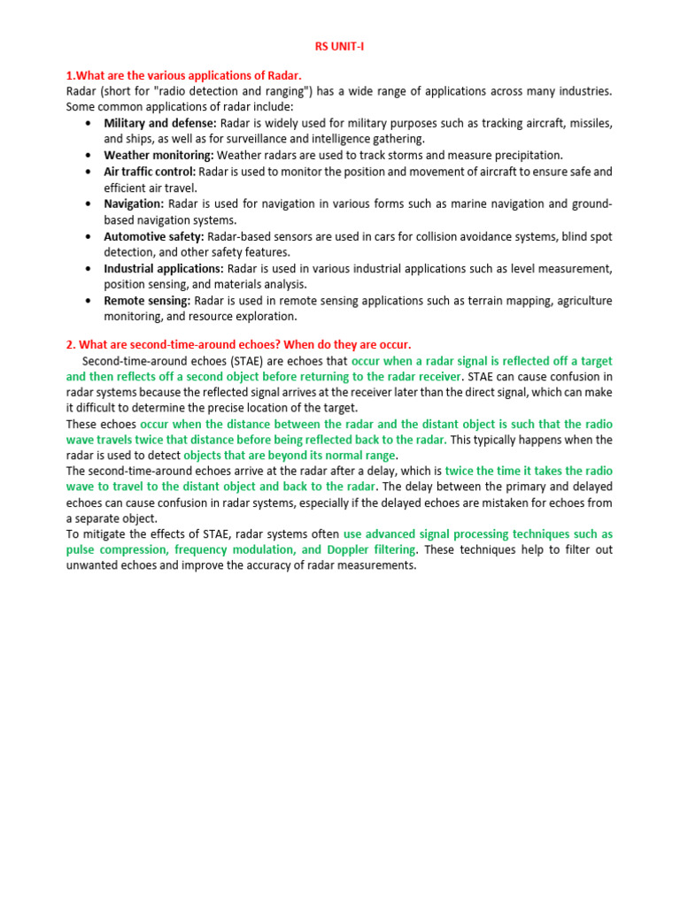 RS All Units | Download Free PDF | Radar | Signal To Noise Ratio