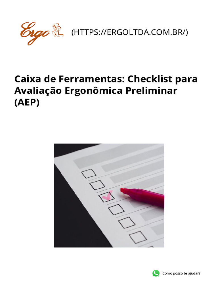 INSTRUÇÃO - Checklist para Avaliação Ergonômica Preliminar (AEP) - ERGO ...