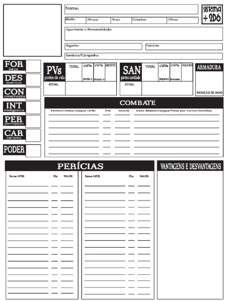 Ficha de RPG, DND, Cotc, Etc | PDF