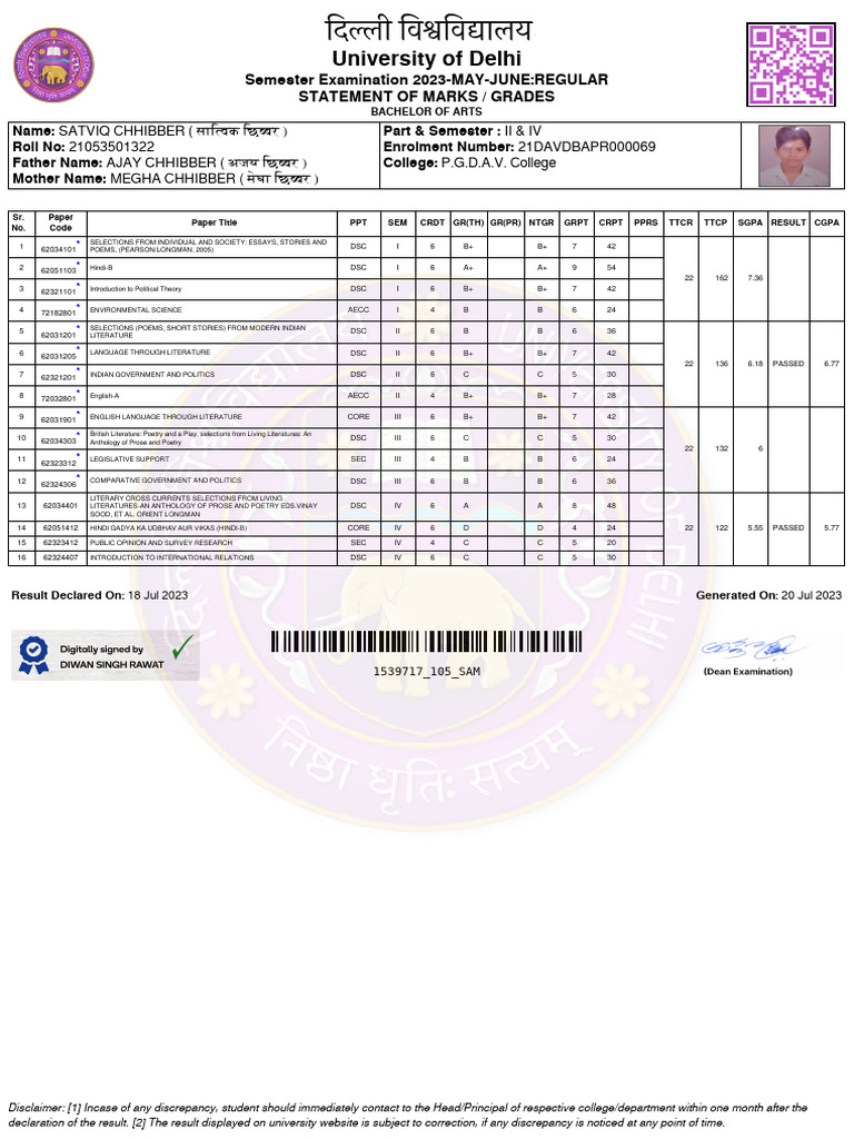 Result 2nd Sem | PDF