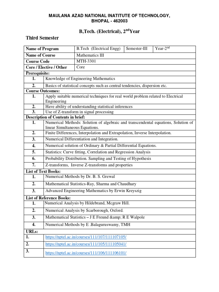 B Tech +Electrical+Syllabus-3 | PDF | Magnetic Field | Electric Motor