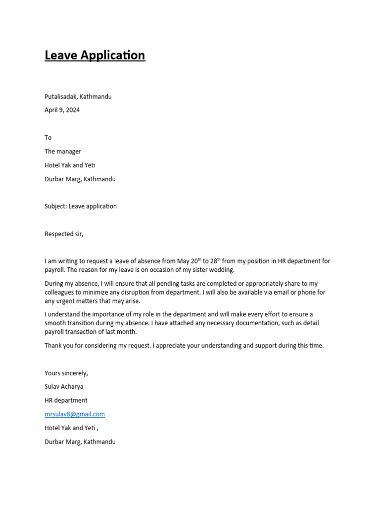Leave Application and Job Application | PDF | Kathmandu | Computing