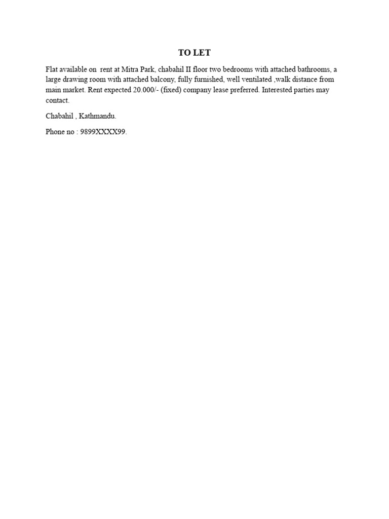 Fully Furnished Flat for Rent in Chabahil | PDF