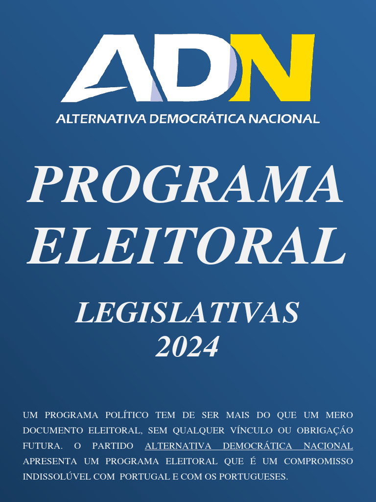 Programa ADN 2024 Contrato Eleitoral | PDF | Portugal | Impostos