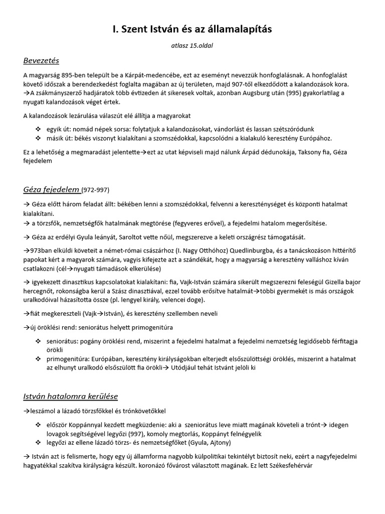 I. (Szent) István És Az Államalapítás | PDF
