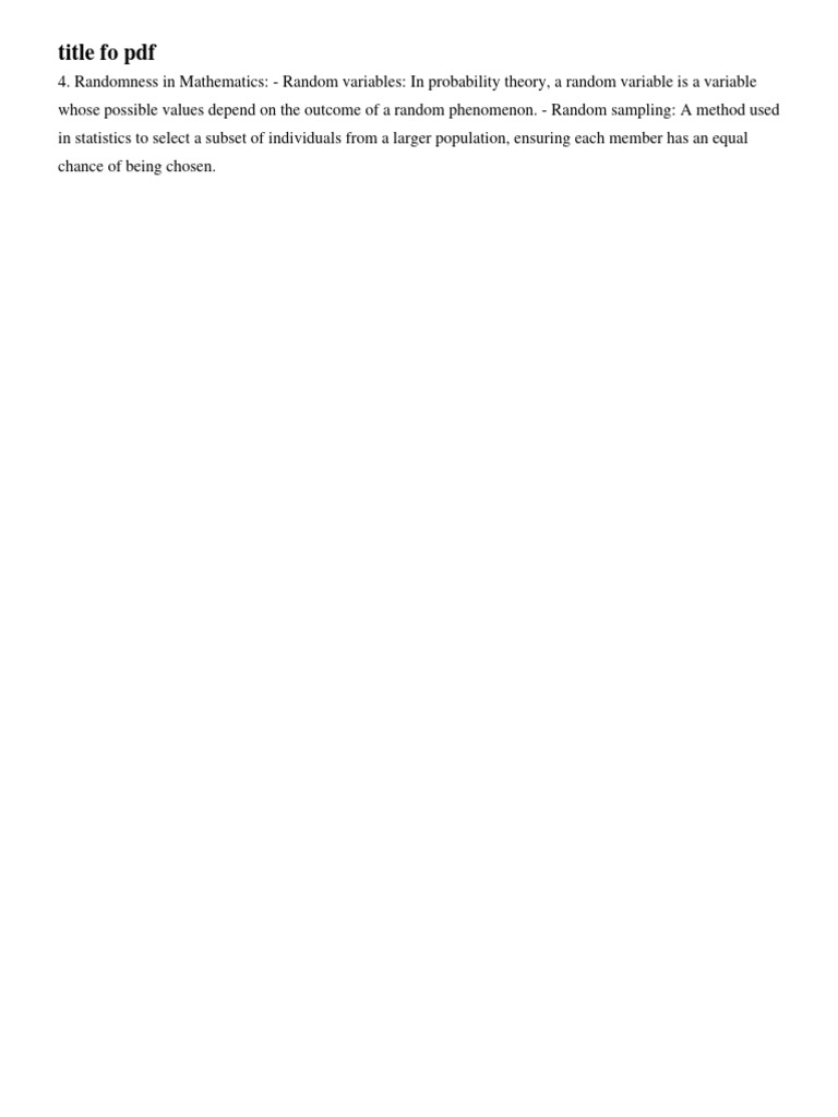 Randomness in Math: Key Concepts | PDF