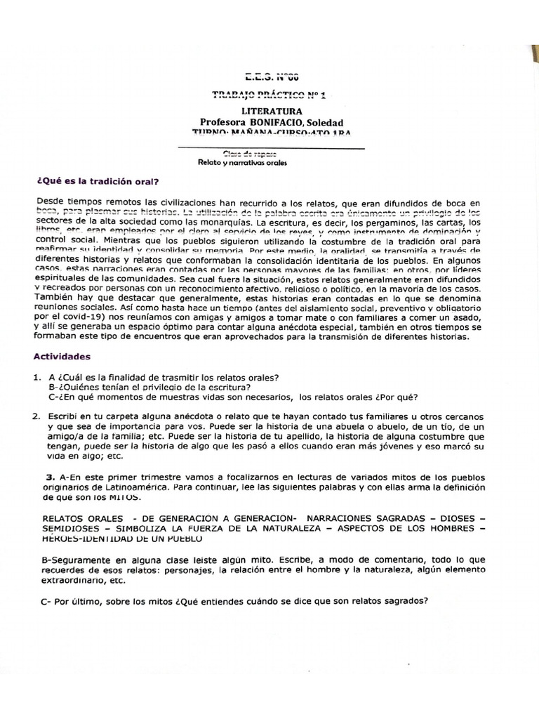 T.P. N° 1 - Literatura | PDF