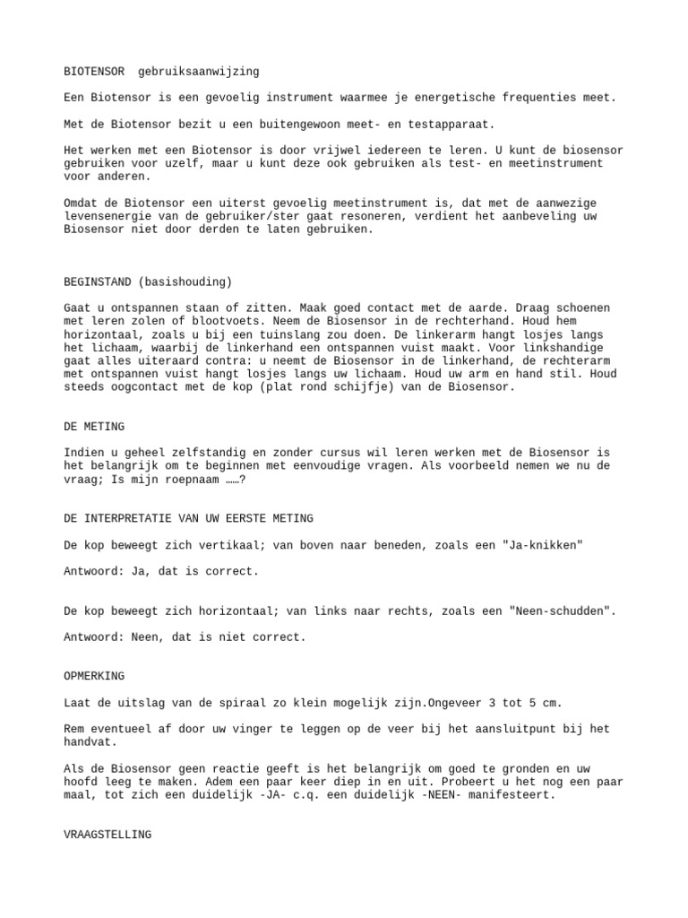 Biotensor Gebruiksaanwijzing (Alive - NL) | PDF