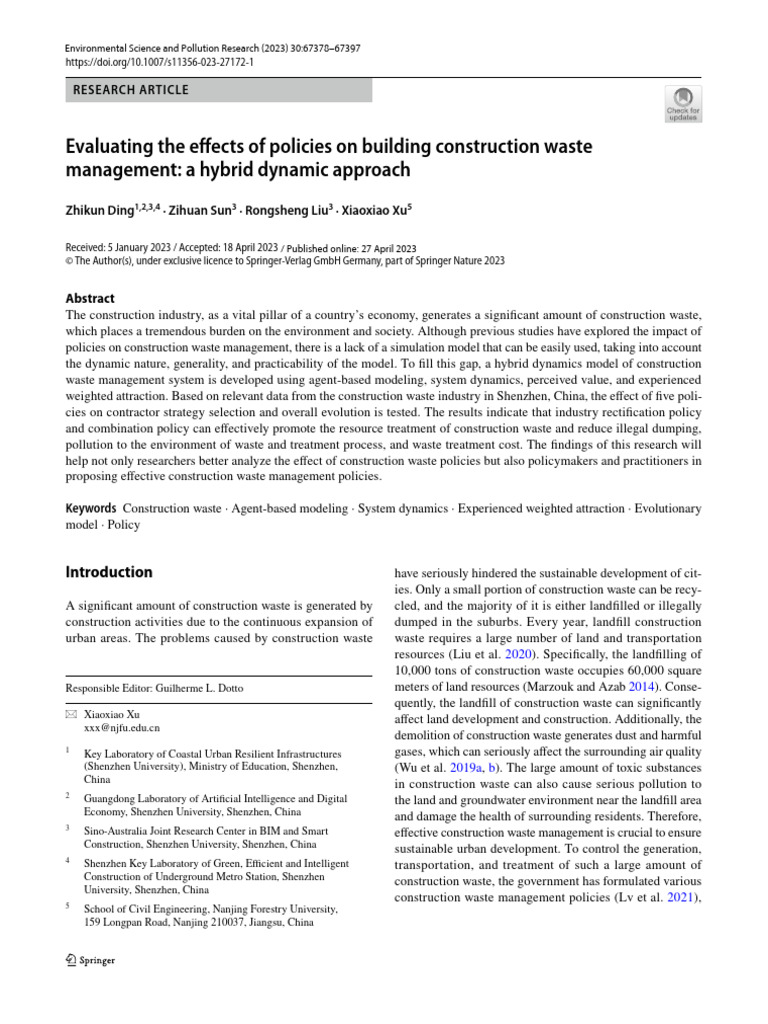Evaluating The Effects of Policies On Building Construction Waste ...