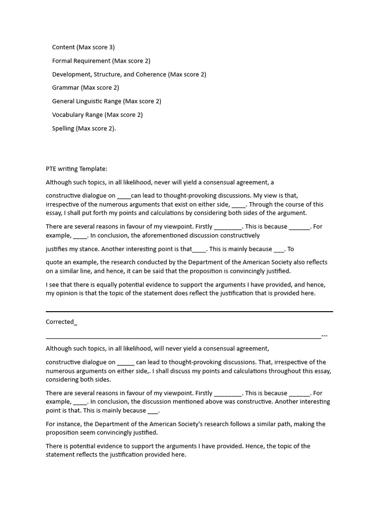 PTE Writing Templets | PDF