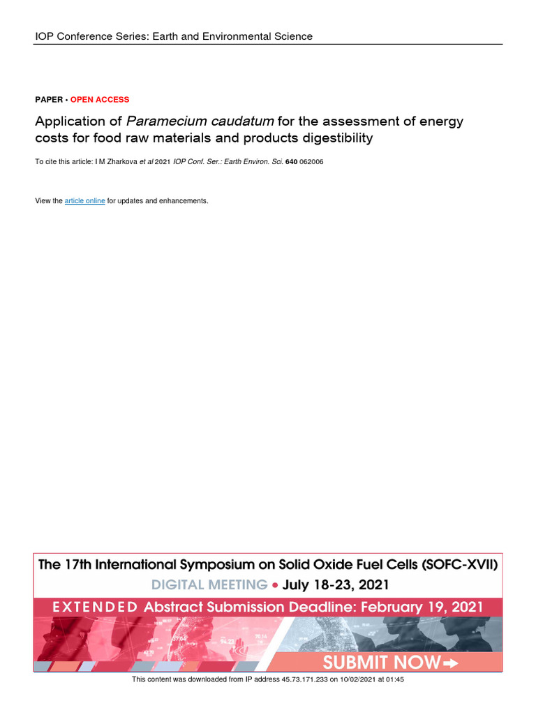 Application of Paramecium Caudatum For The Assessm | PDF | Animal ...