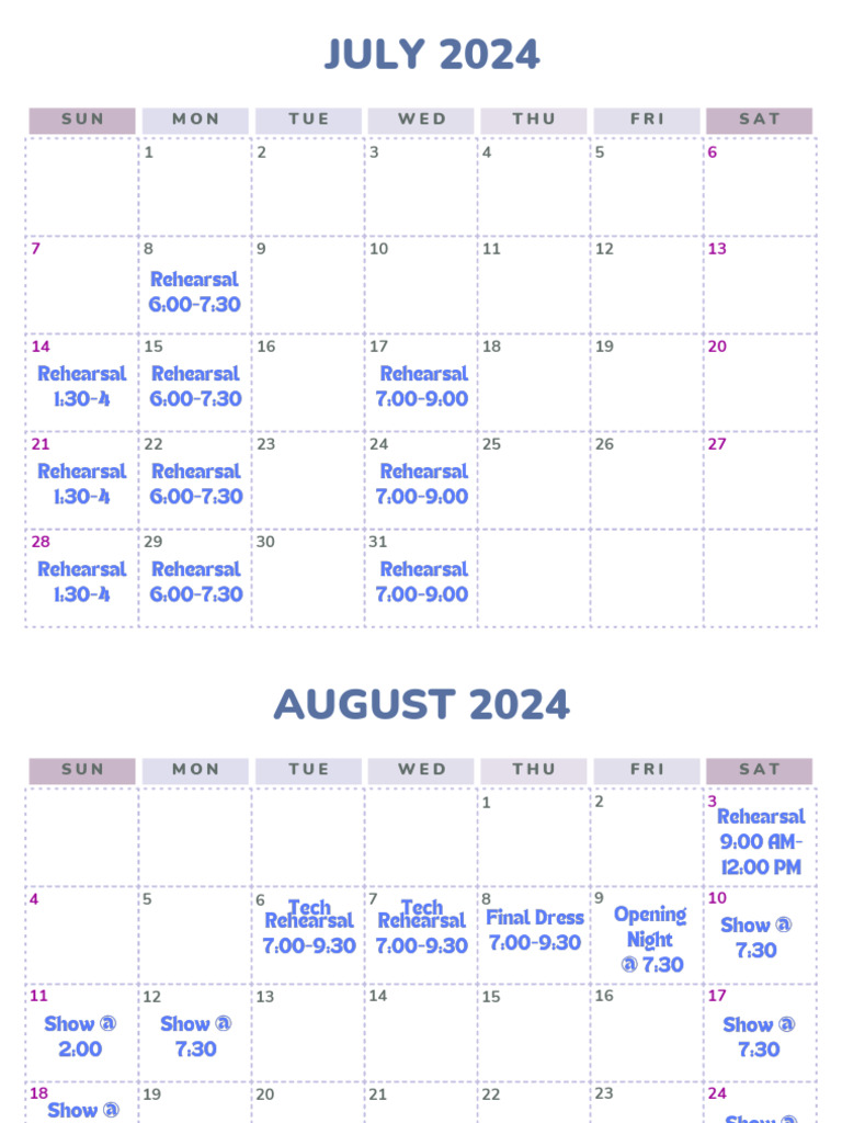 July-August 2024 Calendar | PDF