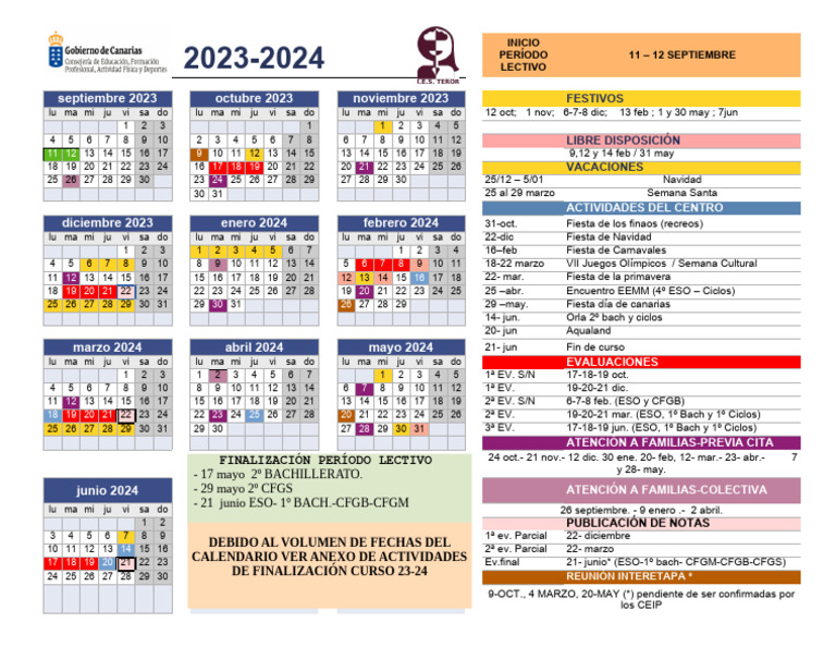 Calendario Escolar 2023-2024 | PDF