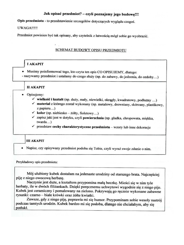 Jak Opisac Przedmiot | PDF