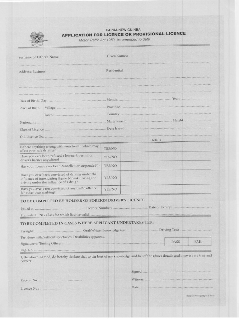 Drivers License Form | PDF