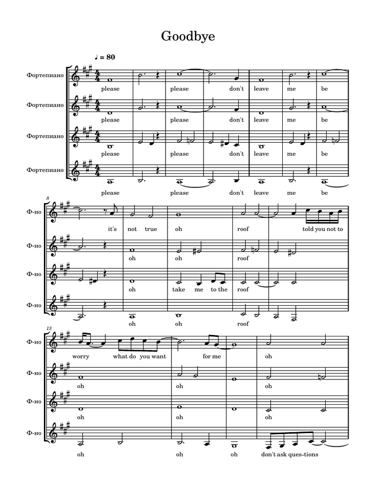 Goodbye Piano Sheet Music | PDF