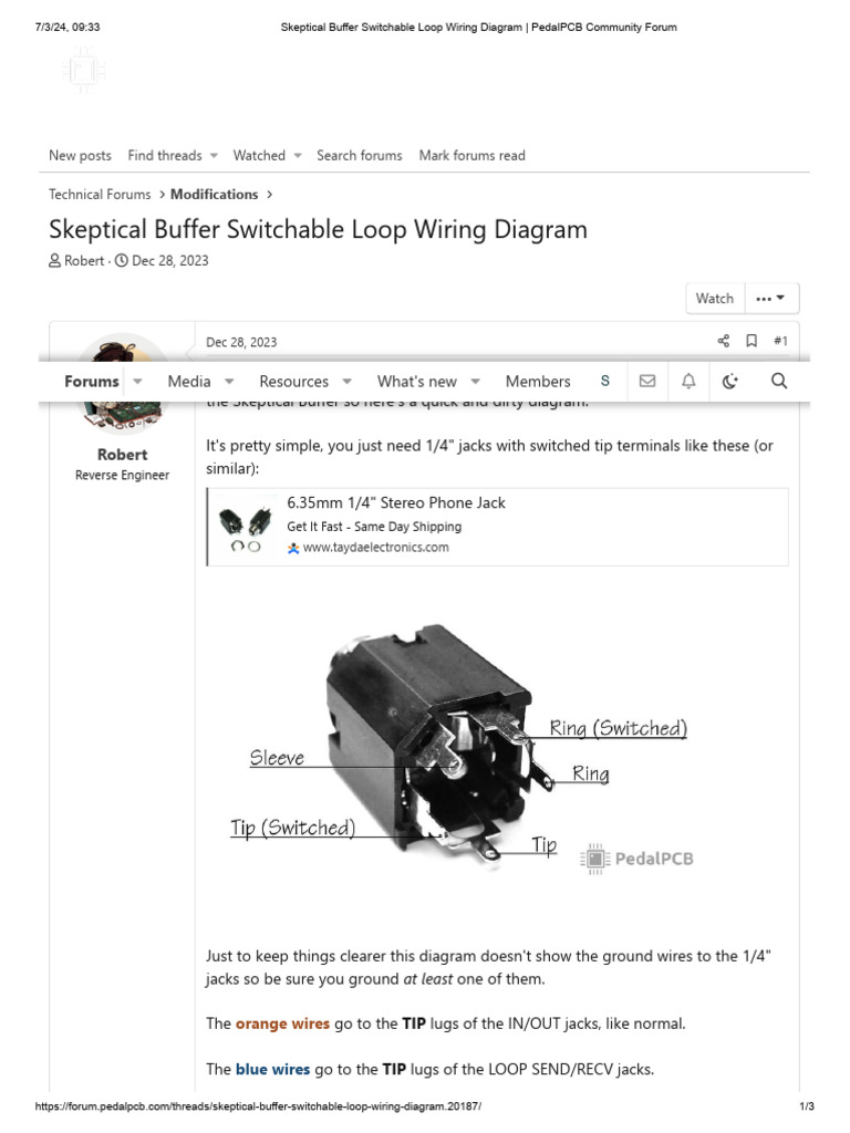 Skeptical Buffer Switchable Loop Wiring Diagram _ PedalPCB Community ...