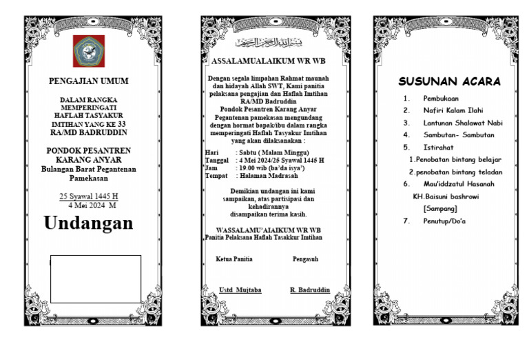Undangan Haflah Tasyakur Imtihan 2024 | PDF