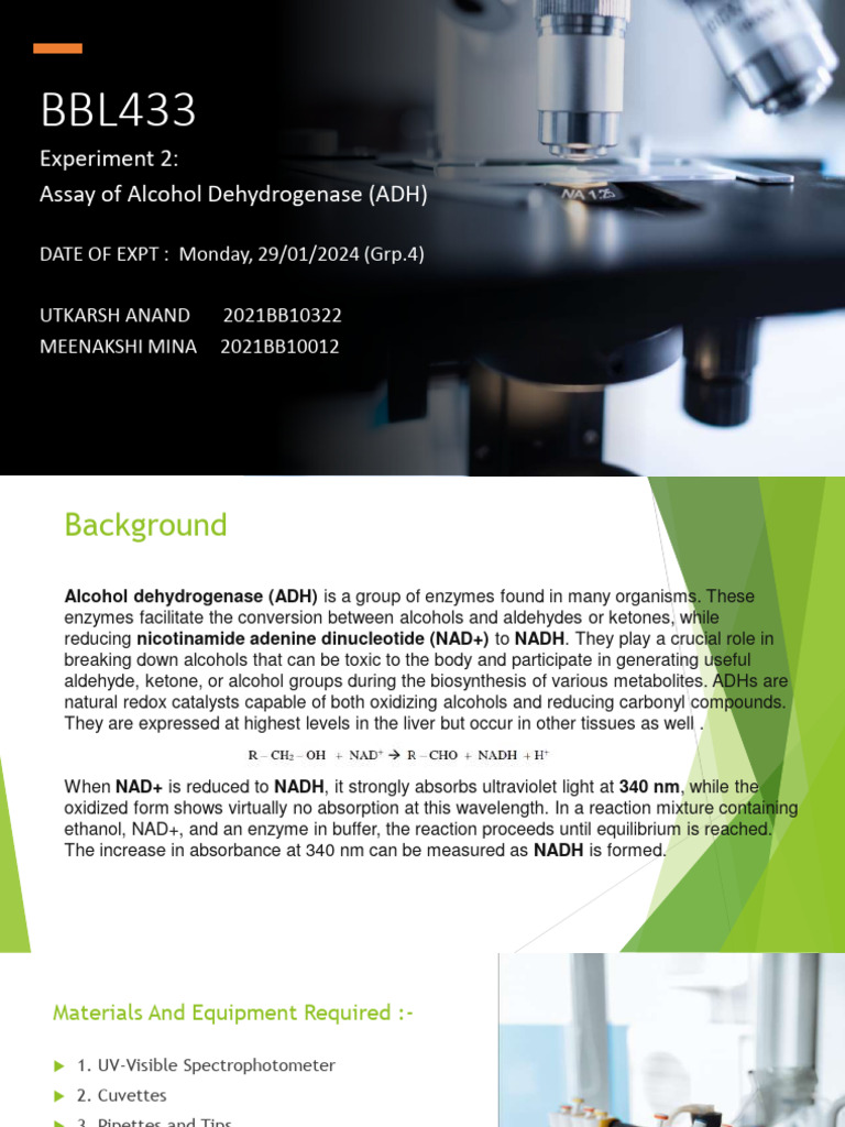 ENZYME ENGG: Assay of Alcohol Dehydrogenase (ADH) | Download Free PDF | Nicotinamide Adenine ...