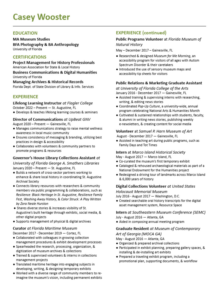 Wooster Casey CV April 2024 | PDF