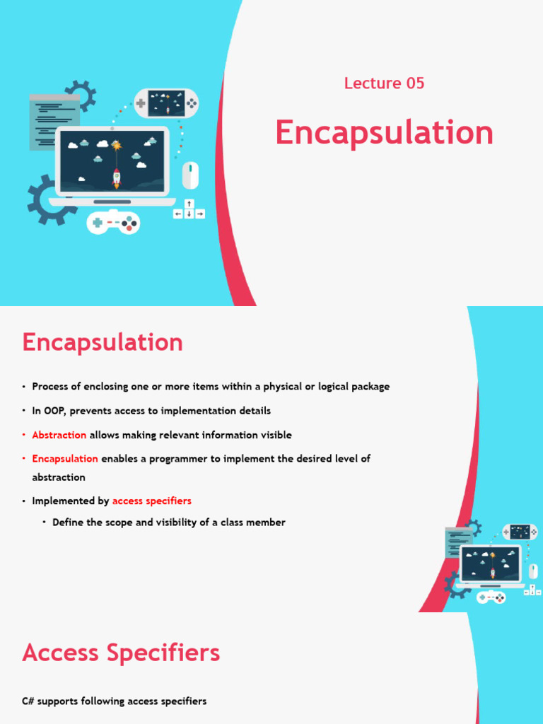 Lecture - 5 Encapsulation | PDF | Parameter (Computer Programming) | Class (Computer Programming)