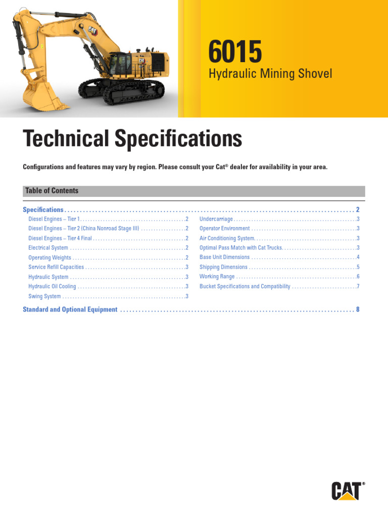 Caterpillar 6015 Tech Specs | PDF | Horsepower | Engines